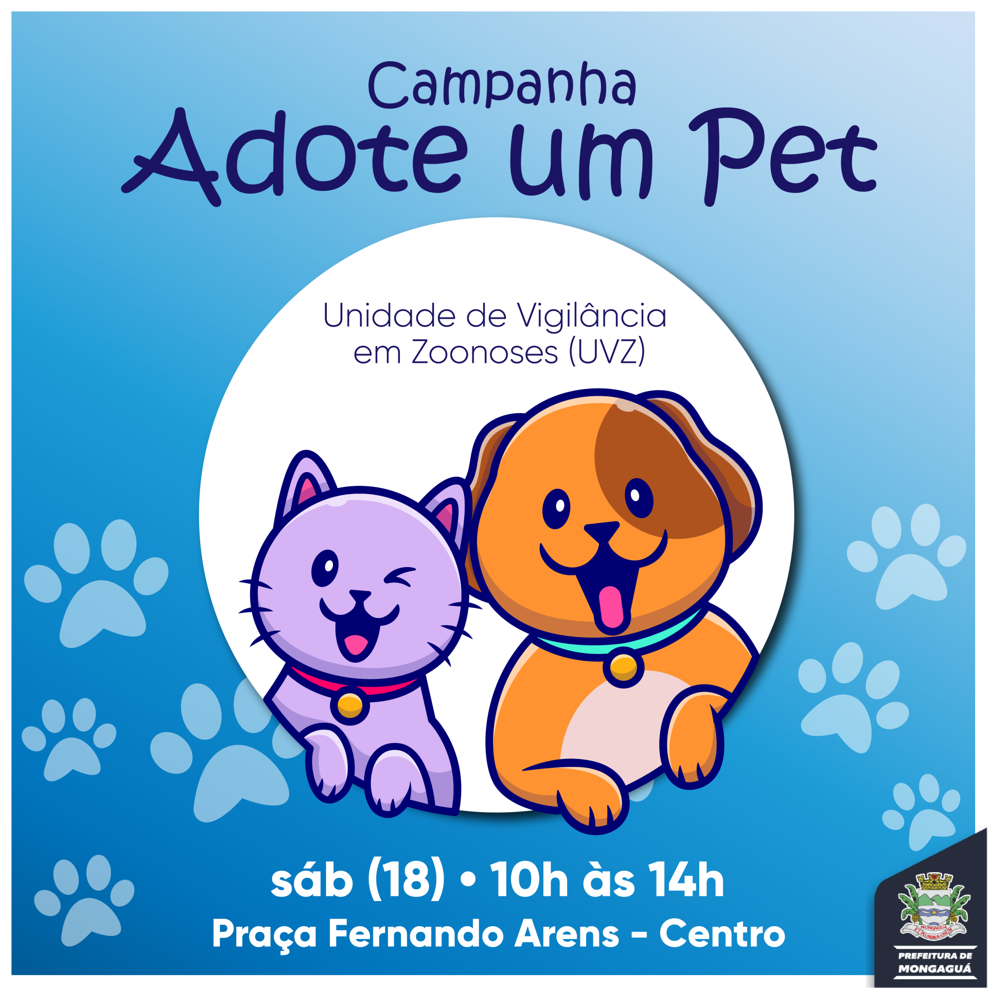 CAMPANHA 'ADOTE UM PET' ACONTECE NESTE SÁBADO (18) - Prefeitura de Mongaguá