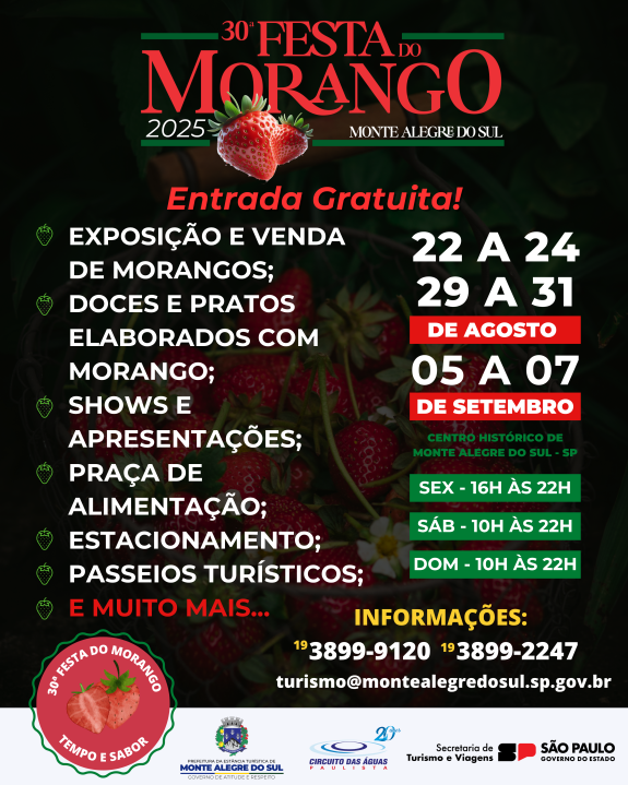 30ª Festa do Morango - Turismo de Monte Alegre do Sul