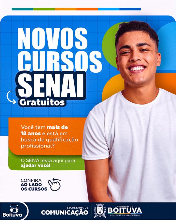 CURSOS SENAI GRATUITOS; - Prefeitura de Boituva