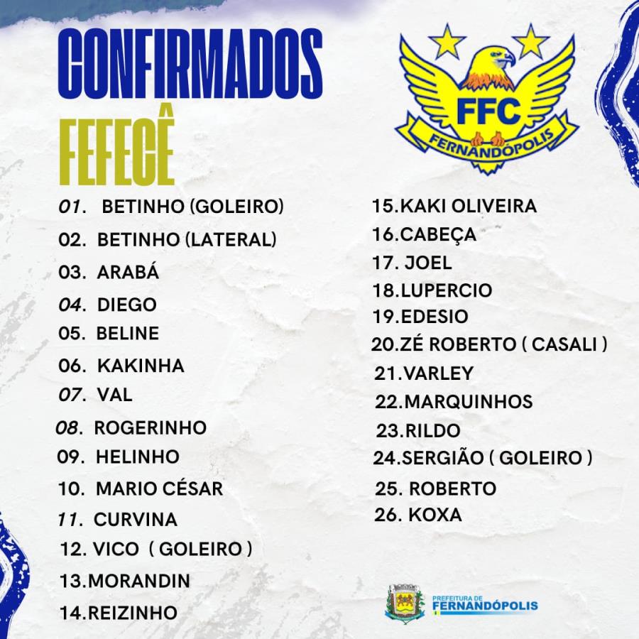 Fefecê x Palmeiras Master: escalações estão confirmadas - Prefeitura de ...